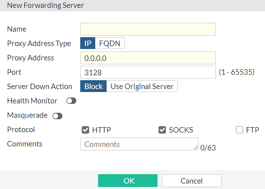 Create or edit a forwarding server | FortiProxy 7.4.7 | Fortinet Document Library